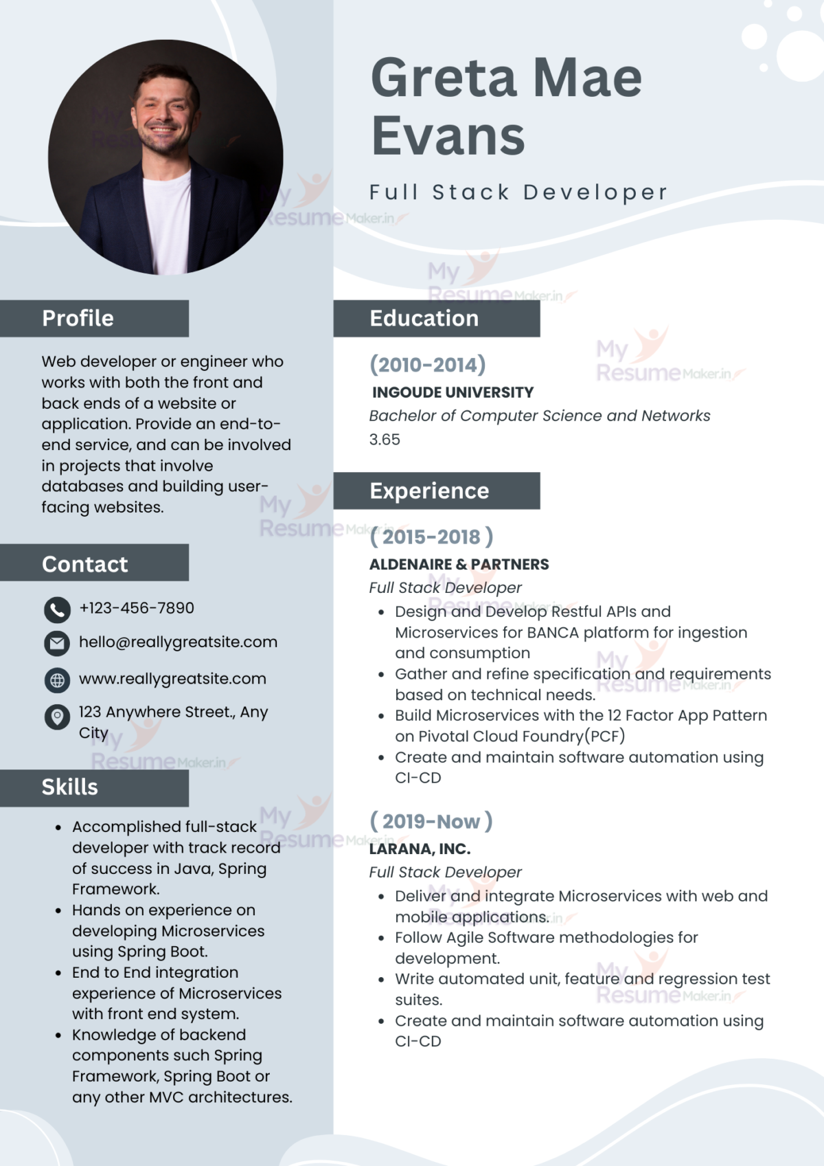 Sample Resumes - My Resume Maker